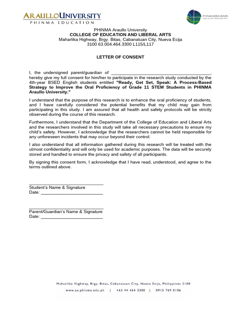 Letter of Consent | PDF