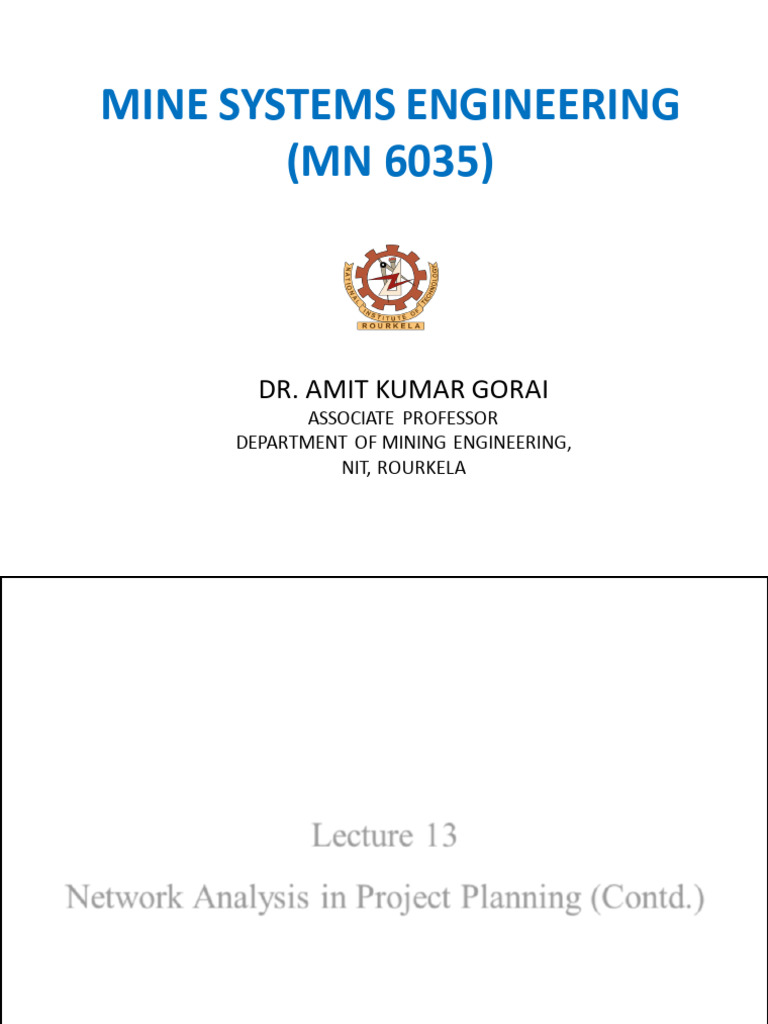 Lecture 13-M5 Network Analysis For Project Planning (Contd.) | PDF | Mining