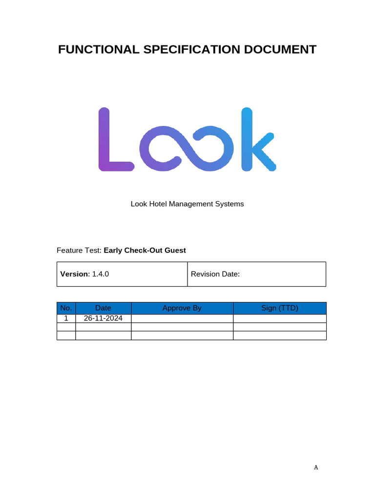 FSD - Early Check-Out | PDF | Systems Engineering | Software Development