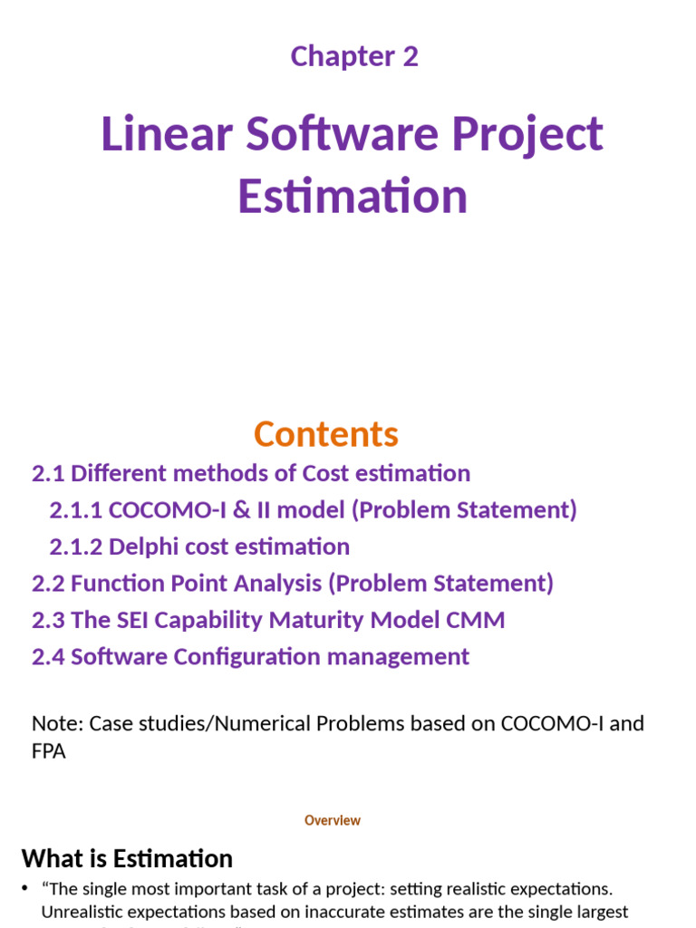 Chapter 2 - Linear Software Project Estimation | PDF | Information Technology | Software Engineering