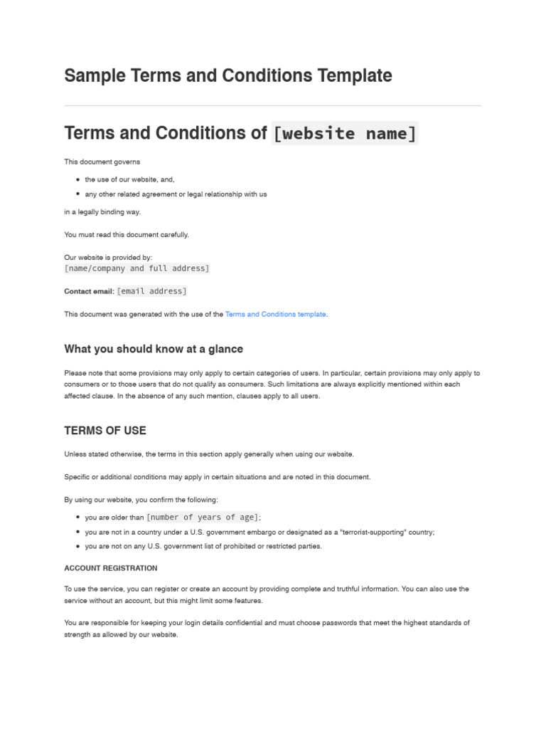 Sample Terms and Conditions Template - PDF 4 | PDF | Indemnity | Legal ...