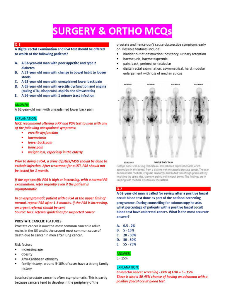 Passmedicine Mcqs-Surgery & Orthopaedics | PDF | Circumcision | Abdomen