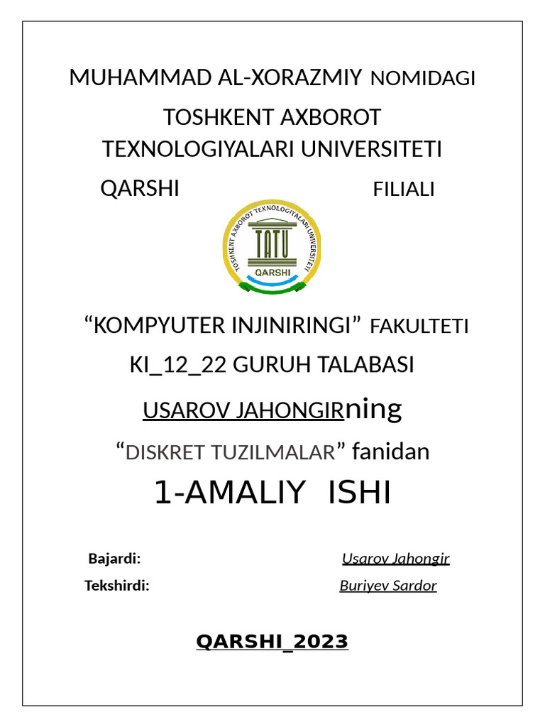 1-amaliy ish | PDF