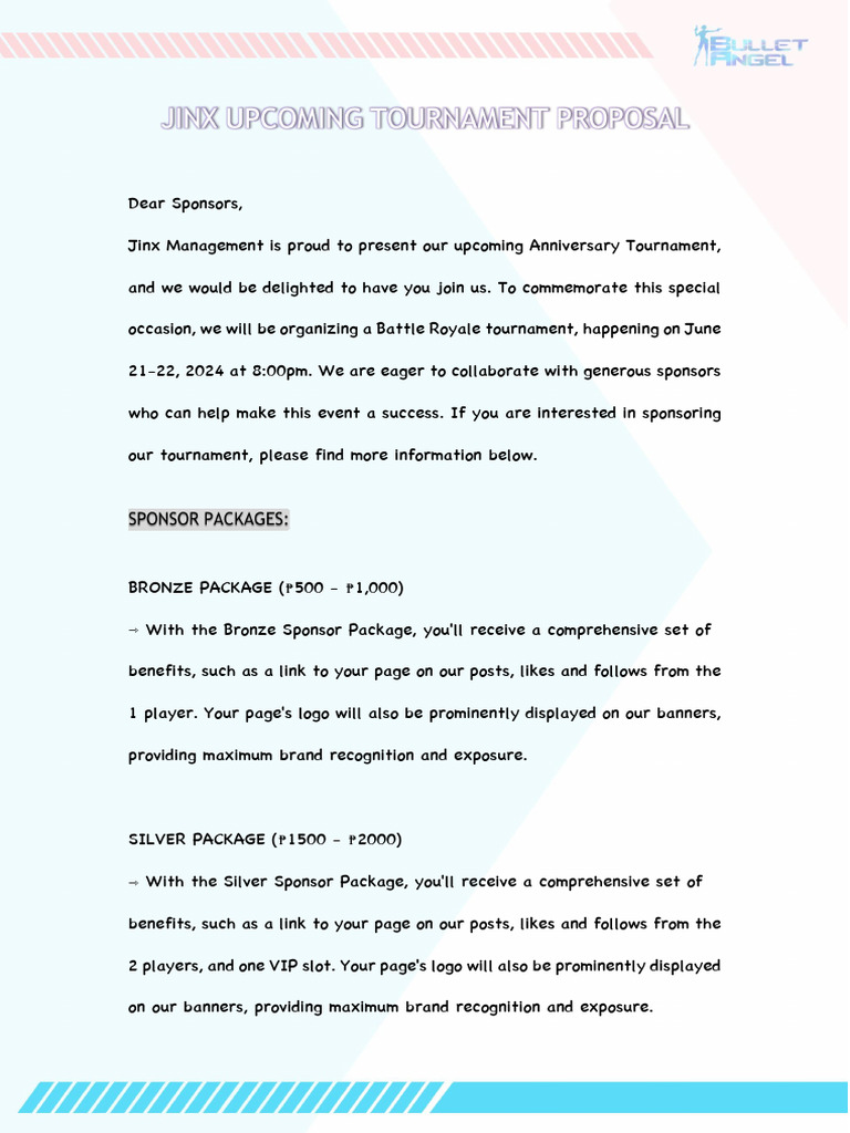 Jinx Upcoming Tournament Proposal | PDF