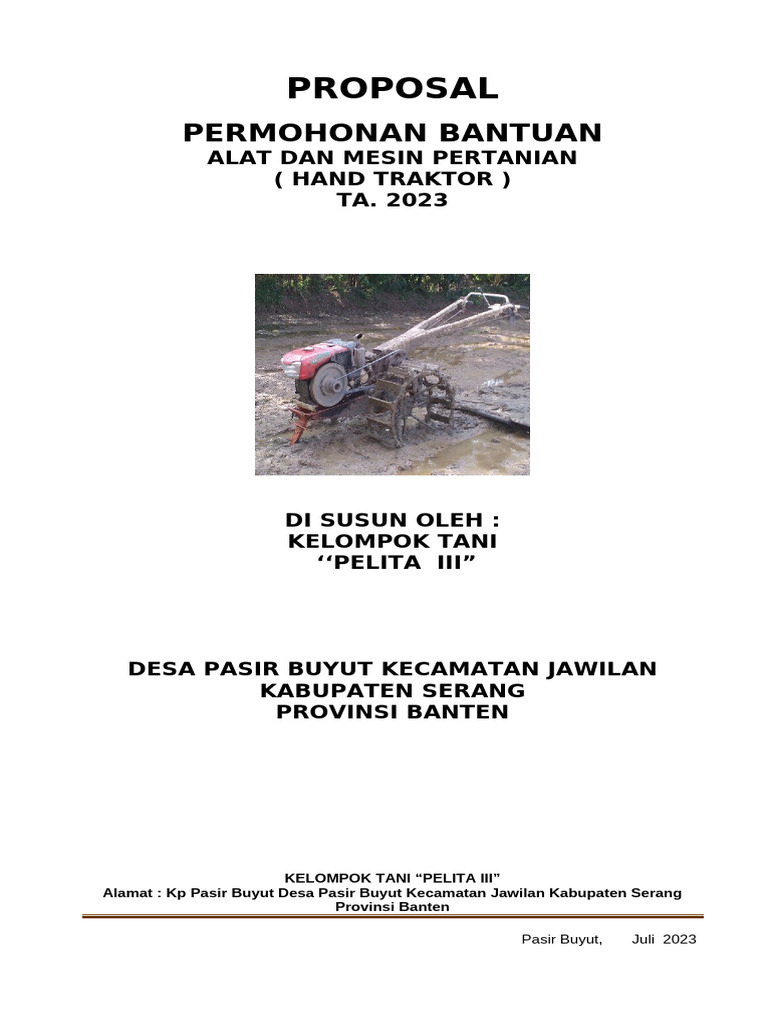 Proposal Traktor Pelita III 2023 | PDF