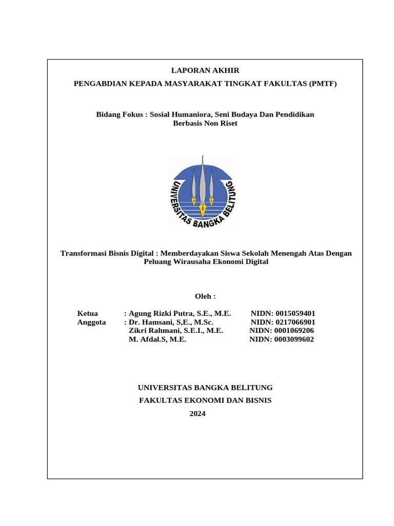 Laporan Akhir Pmtf Bg Agung Dkk 2024 | PDF