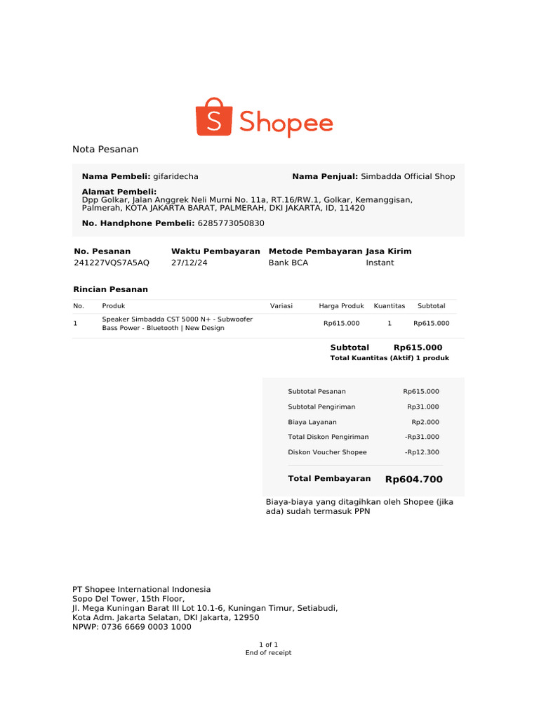 Invoice Speaker | PDF