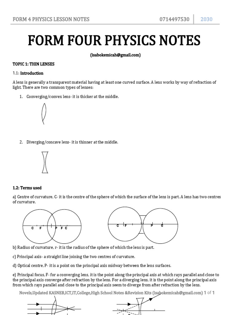 S 4 Physics Notes | PDF