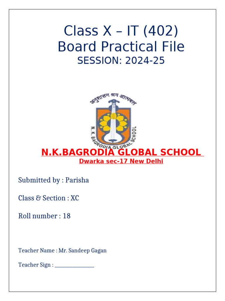 IT Practical File Class 10 | PDF | Paragraph | Computing