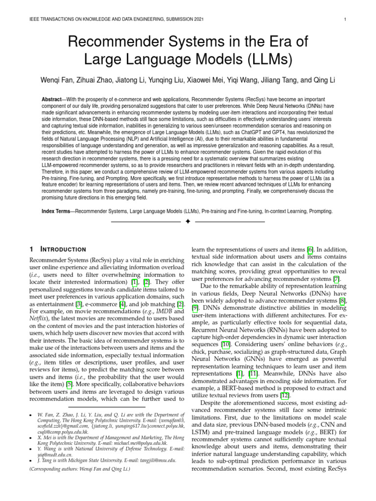 Enhancing Recommender Systems with LLMs | PDF | Deep Learning | Cognition