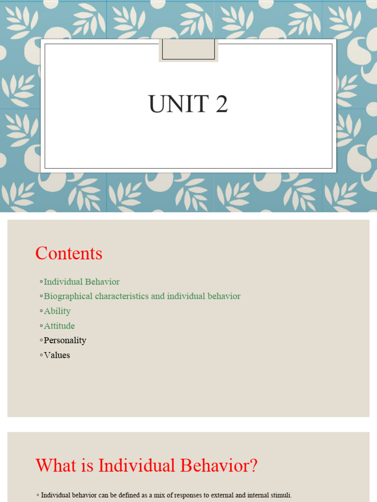 Unit 2 ppt | PDF | Attitude (Psychology) | Job Satisfaction