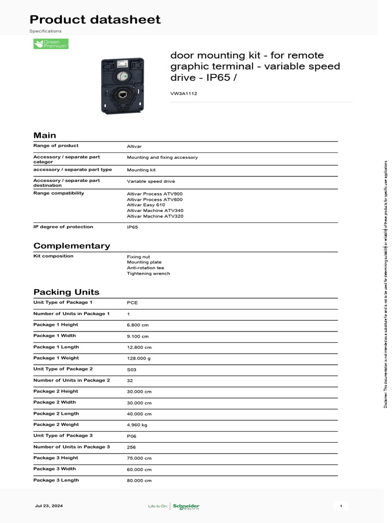 Schneider Electric Altivar-Process-ATV600 VW3A1112 | PDF | Economy And ...