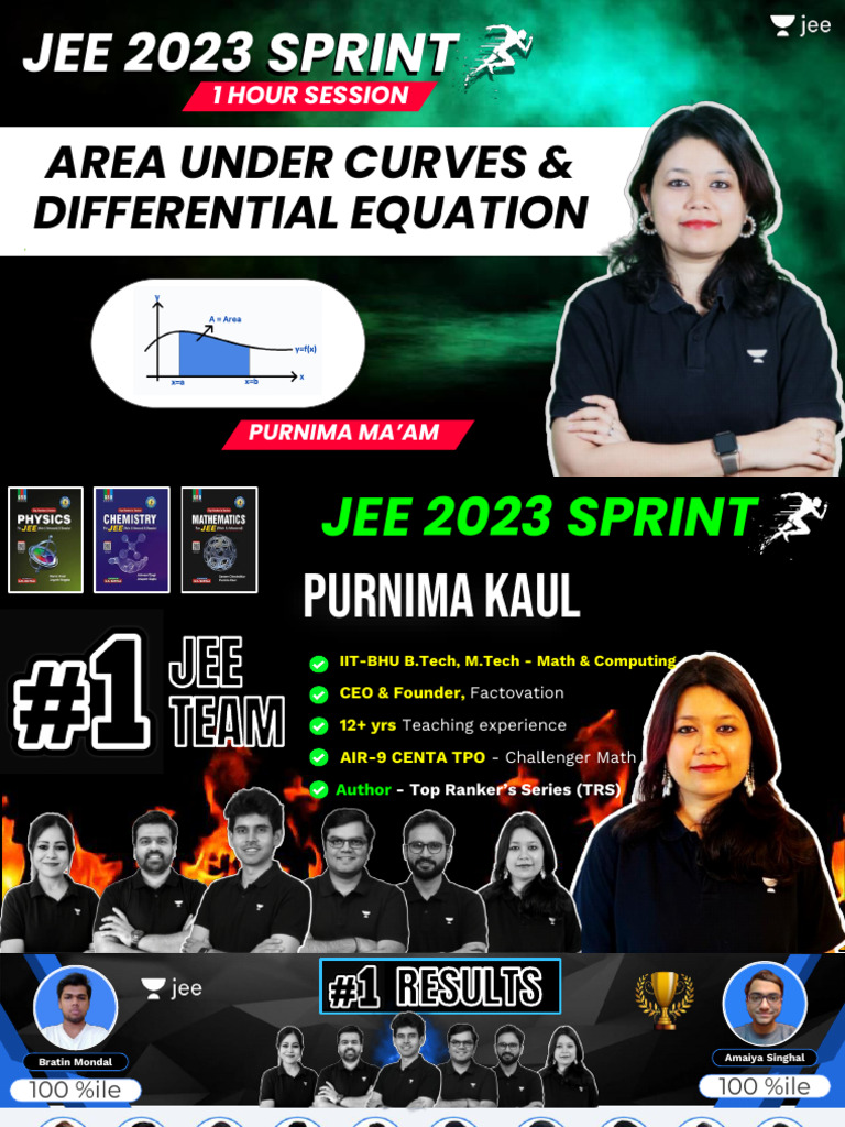 (JEE 2023 - SPRINT) - Area Under Curve + Differential Equations - 30th Dec | PDF