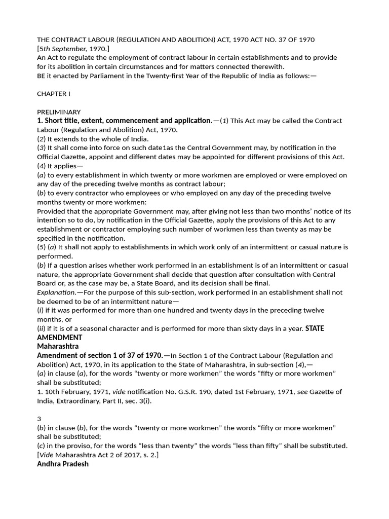 Chapter 1.THE CONTRACT LABOUR | PDF | Employment | Justice