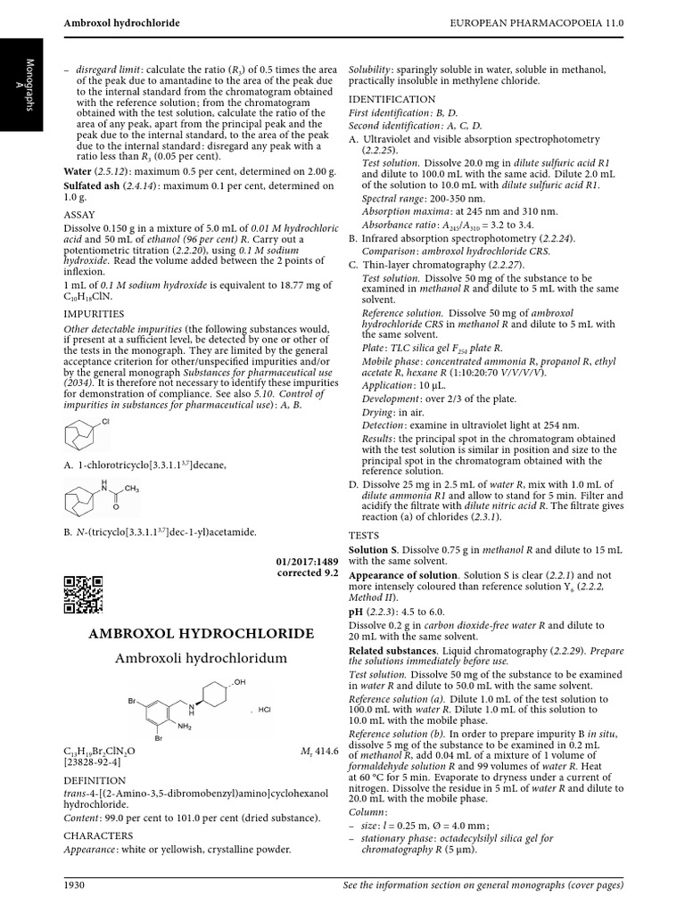 Ambroxol hydrochloride | PDF | Solubility | Materials