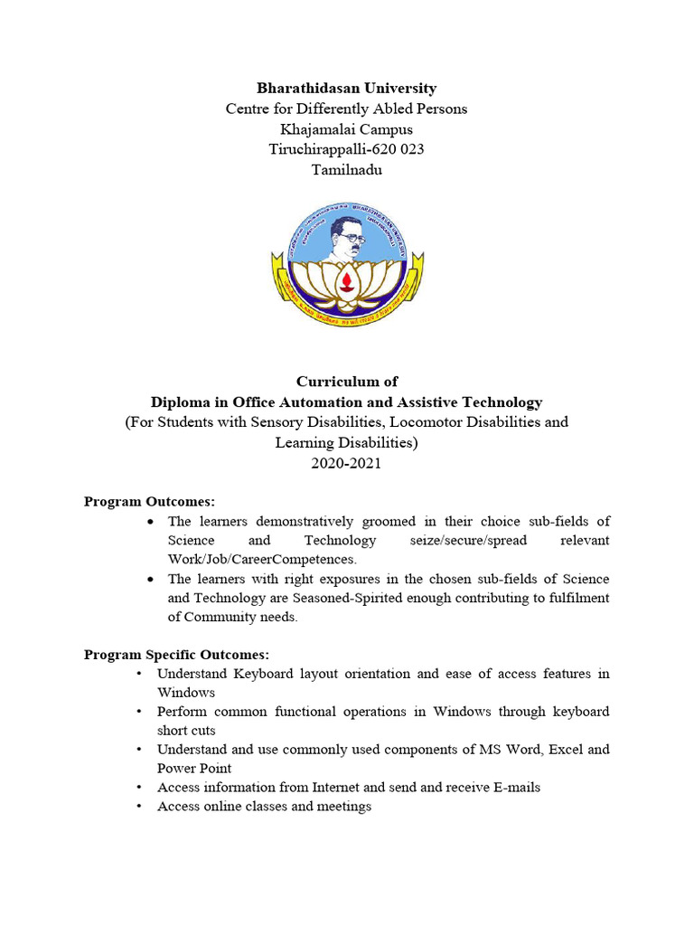 Diploma in Office Automation Syllabus | PDF | Microsoft Word ...
