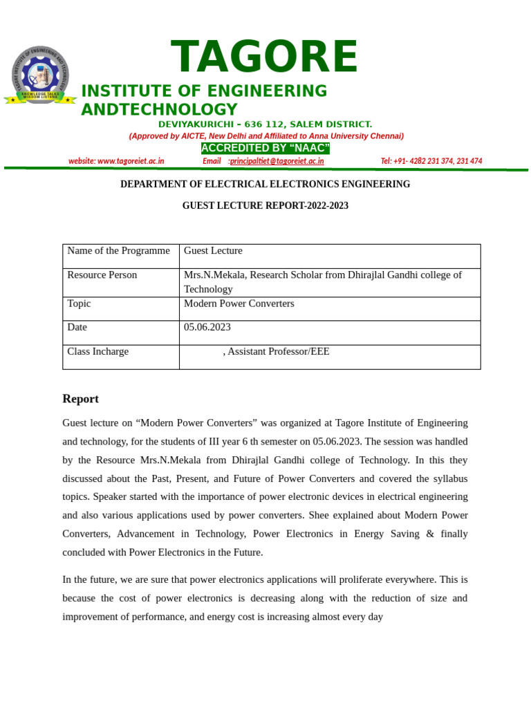 Guest Lecture Report - Modern Power Conv | PDF | Electromagnetism ...