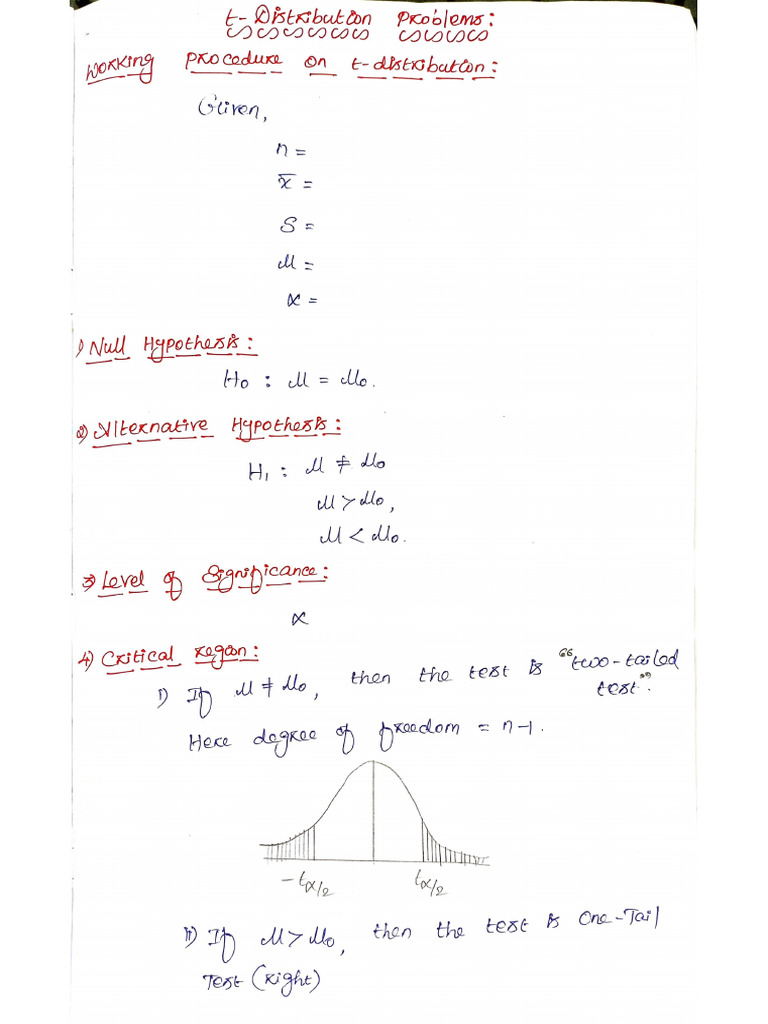 Students T - Distribution Problems | PDF