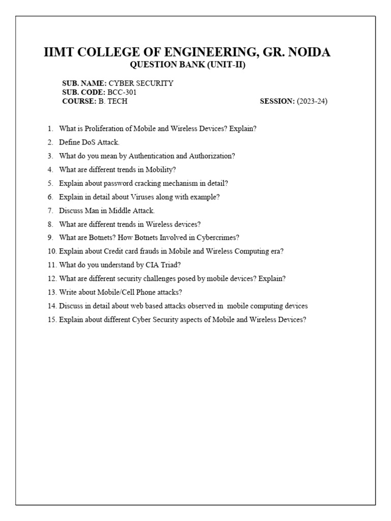 Cs Question Bank Unit2 | PDF