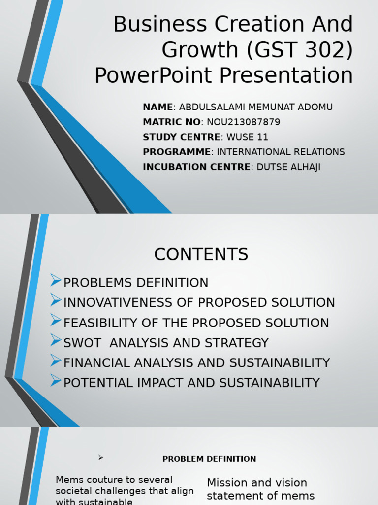 Business Creation and Growth (GST 302) The BIG ONE | PDF ...