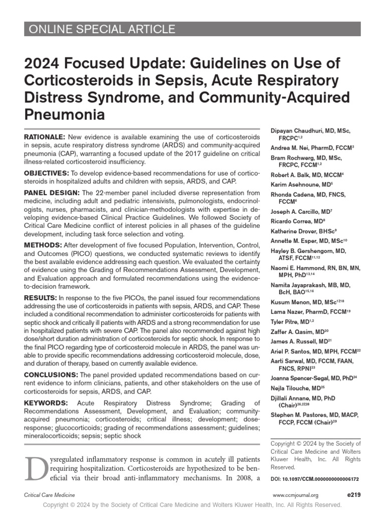 Corticosteroid Guidelines Update | PDF | Sepsis | Glucocorticoid