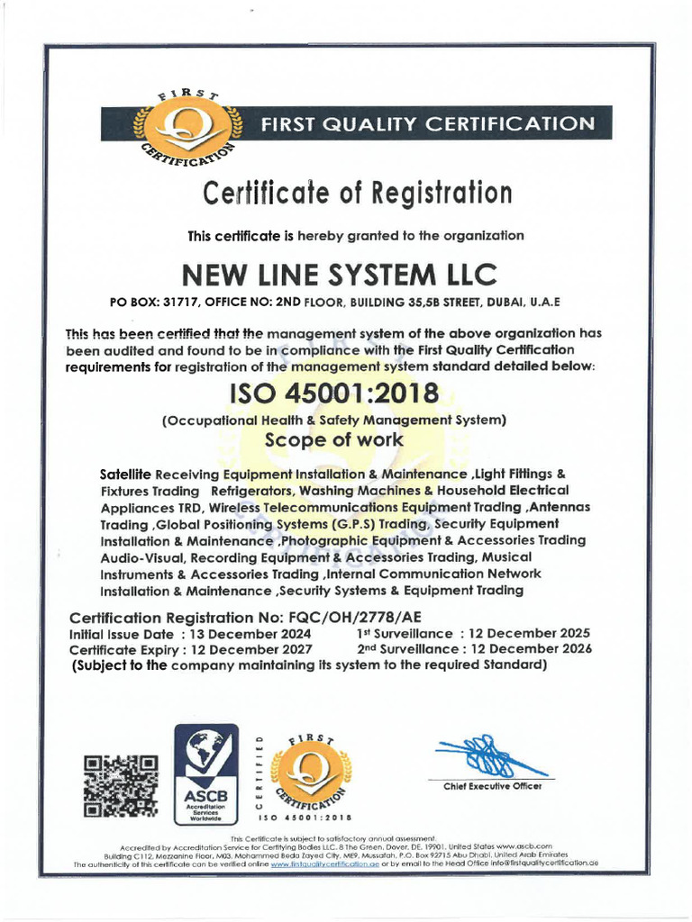 11. New Line System Llc Iso Fqc Oh 2778 Ae | PDF