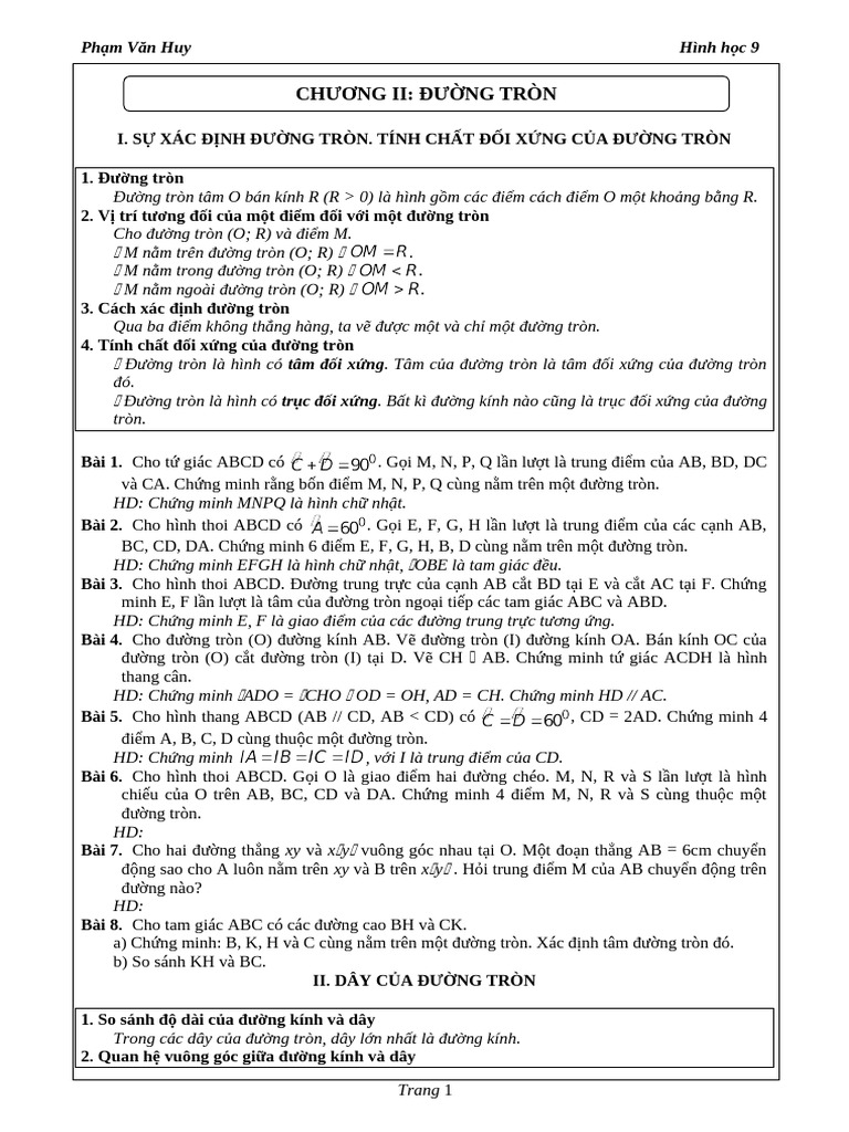 Bai Tap Chuong II DUONG TRON | PDF
