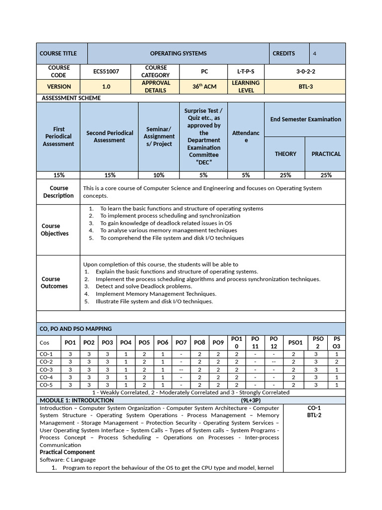 Syllabus | PDF | Process (Computing) | Scheduling (Computing) Syllabus | PDF | Process (Computing) | Scheduling (Computing)