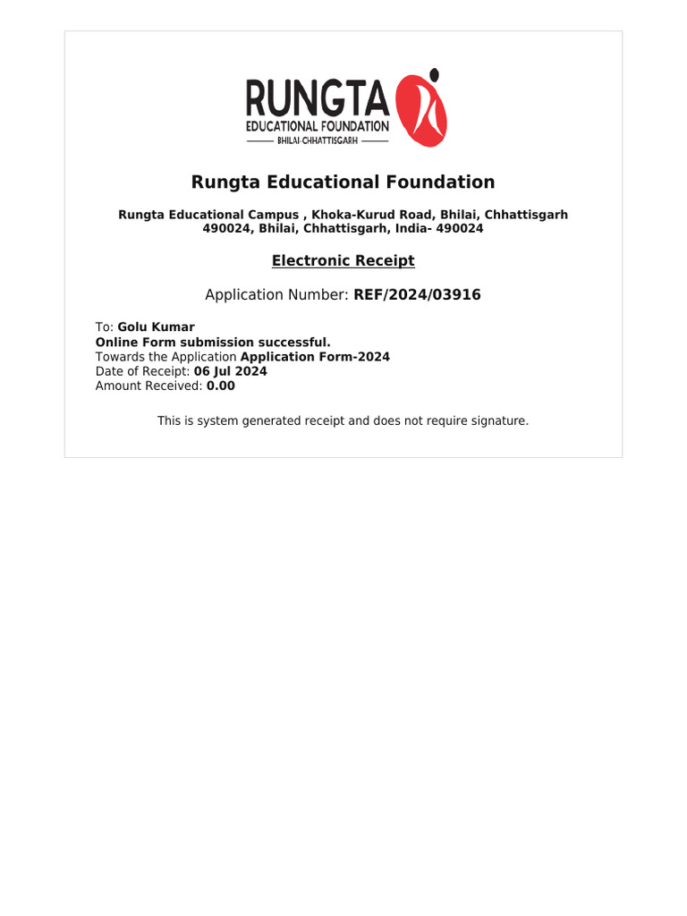 Acknowledgement Receipt REF 2024 03916 | PDF