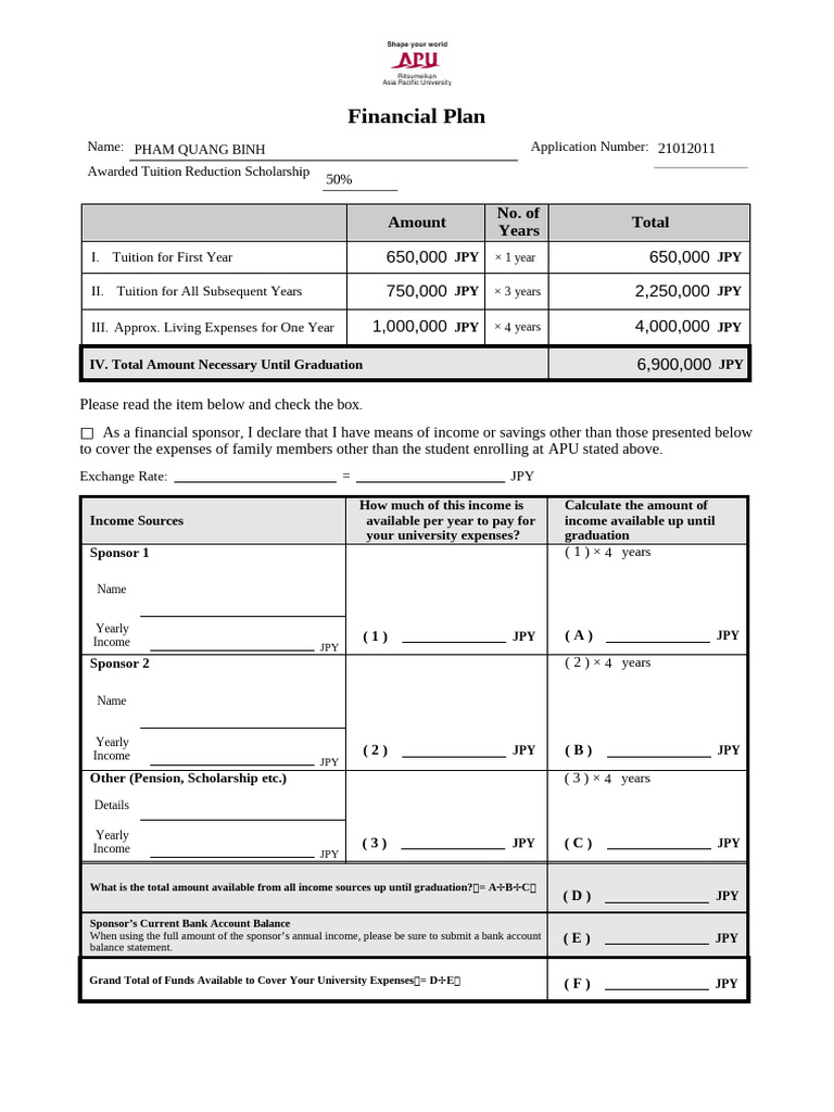 Financial Plan | PDF