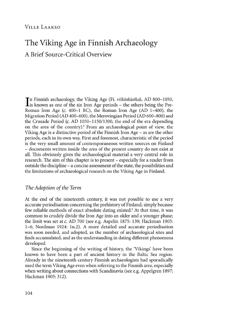 The Viking Age in Finnish Archaeology | PDF