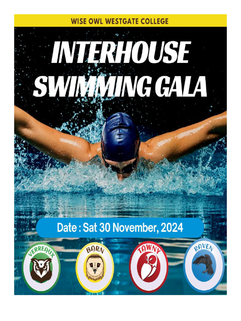 Interhouse Swimming Gala 2024 Program | PDF | Swimming (Sport ...