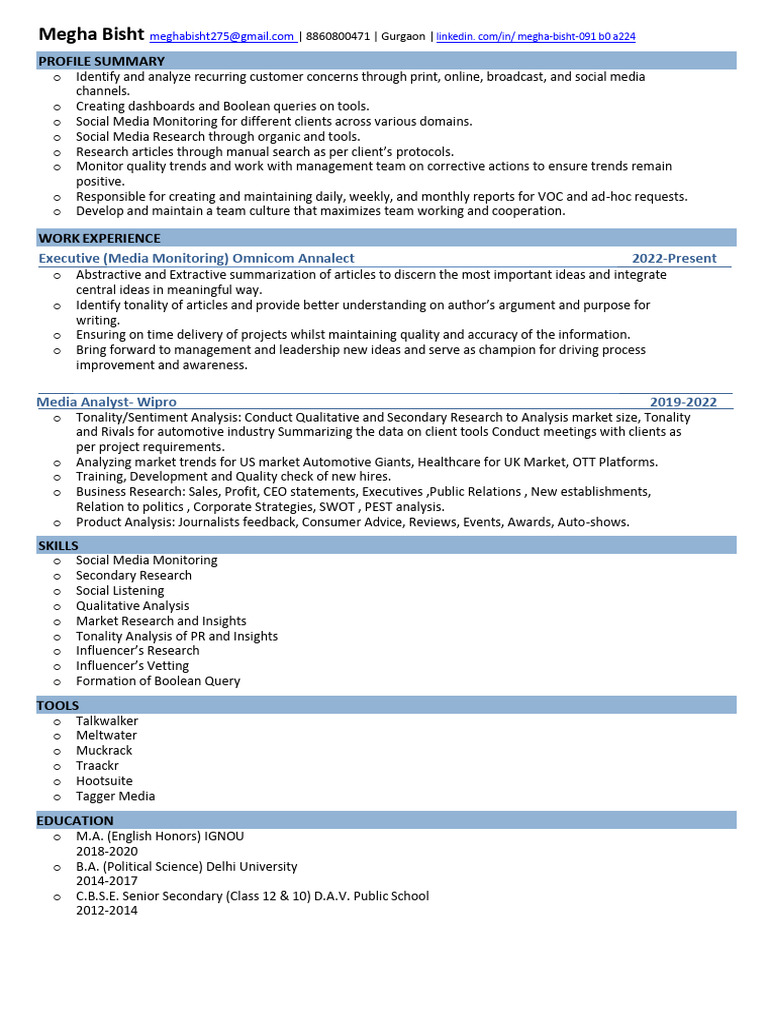 Megha Bisht - Updated CV 2.0 | PDF | Social Media | Popular Culture & Media Studies