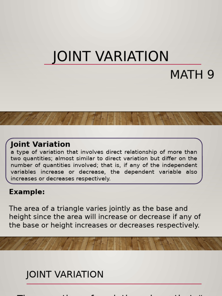 Joint Variation Math 9 | PDF