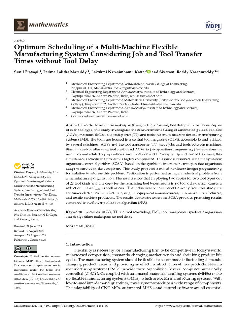 Optimum Scheduling Of A Multi Machine Flexible Man Pdf Genetic