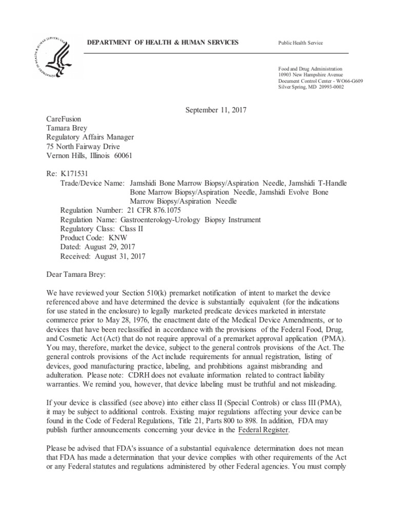 K171531-Jamshidi Bone Marrow Biopsy-BD | PDF | Federal Food | Food And ...