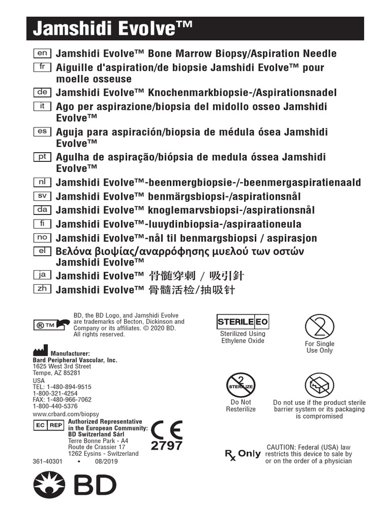 IFU-Jamshidi Evolve Bone Marrow Biopsy | PDF | Biopsy | Medical Specialties