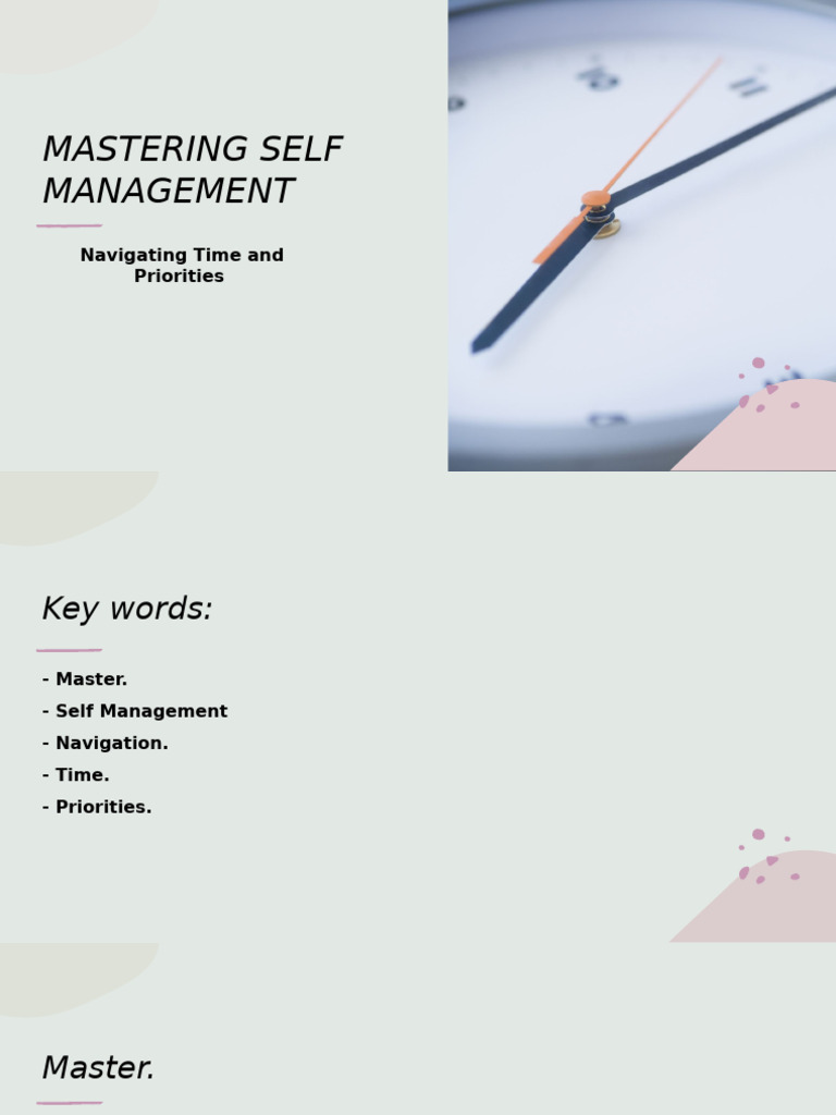 Mastering Self Management 2 | PDF | Time Management | Professional Skills