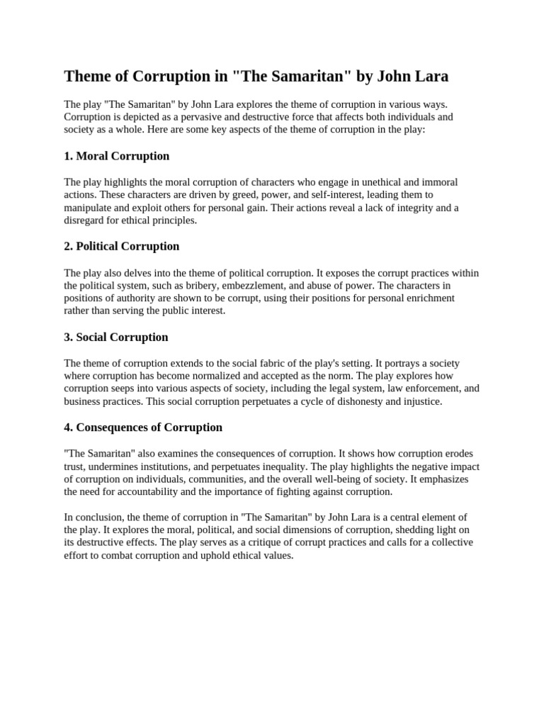 Corruption Themes in "The Samaritan" | PDF