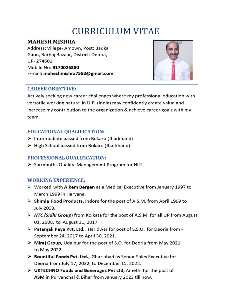 Mahesh Mishra-.CV | PDF | Social Psychology | Psychological Attitude