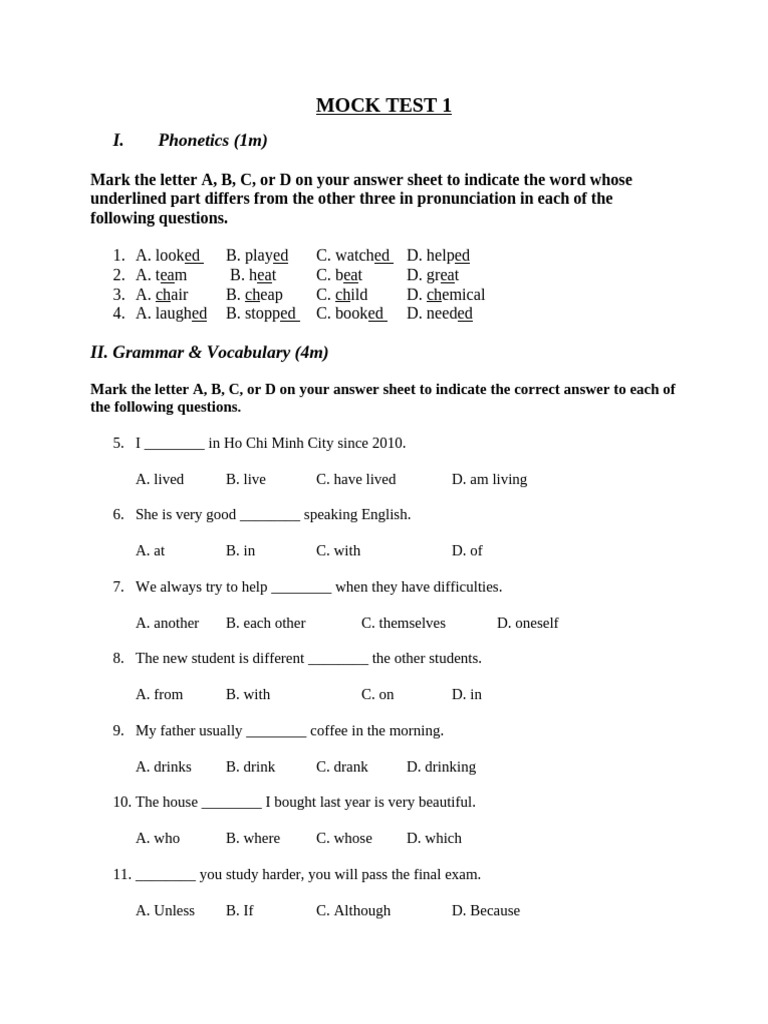 MOCK TEST 1 | PDF