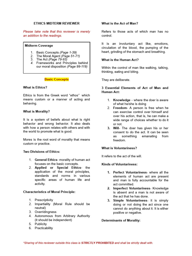 ETHICS-MIDTERM-REVIEWER | PDF | Utilitarianism | Virtue