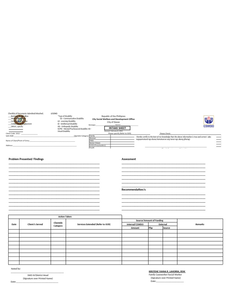Disability Documentation Checklist | PDF | Disability