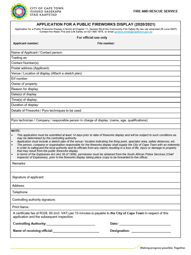 Public Fireworks Display Application Form | PDF