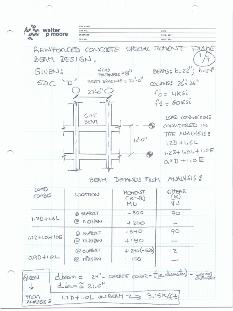Class 9-2 - Reinforced Concrete Special Moment Frame Beam Example | PDF
