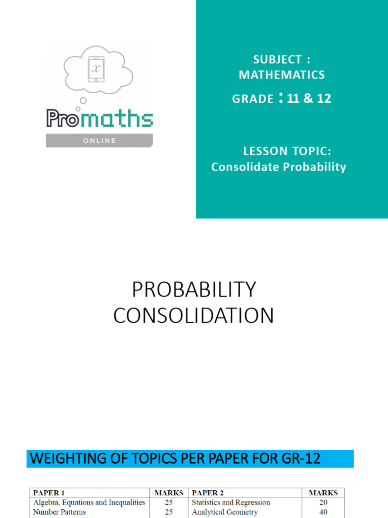 Consolidate Probability - 1 | PDF