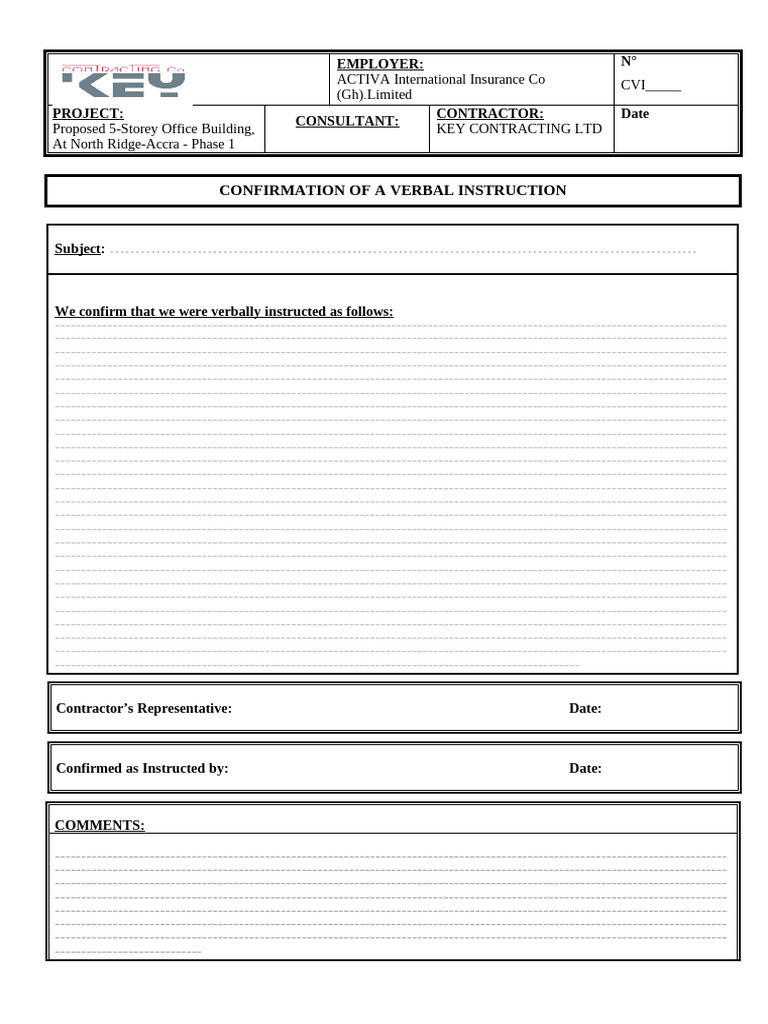 CVI - Confirmation of A Verbal Instruction | PDF