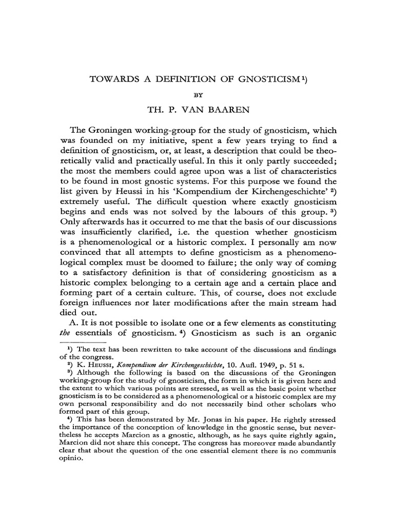 Towards A Definition of Gnosticism | PDF | Gnosticism | God