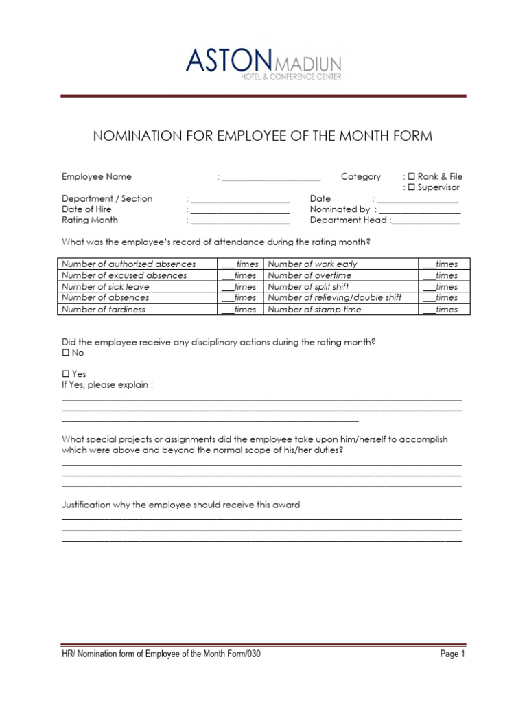 030-Nomination EOTM Form | PDF