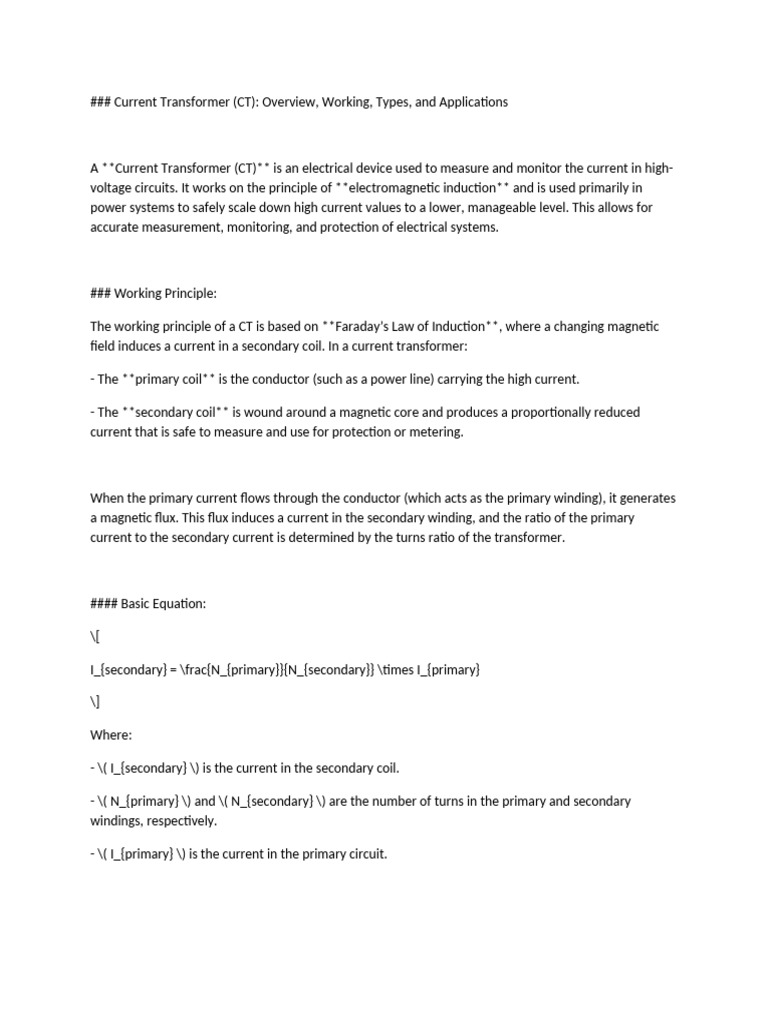 Current Transformer | PDF | Transformer | Electromagnetic Induction